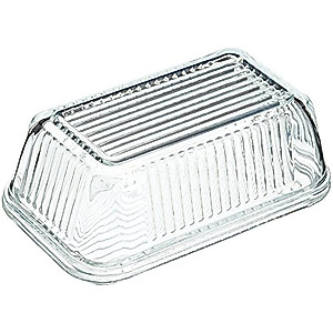 Circleware Farm Glass Butter Dish with Glass Lid, Multi-Purpose Preserving Serving Dessert Dish Tray, 6.75" x 4", Glassware for Cream Cheese, Cake, Salad, Candy, Foods & Best Selling Gift Ideas