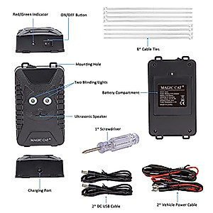 MAGIC CAT Under Hood Animal Repeller Rodent Repellent, Ultrasonic Battery Operated Rat Deterrent with LED Strobe Lights, Rodent Defense Vehicle Protection for 12V 24V Car Truck RV, 2 Pack