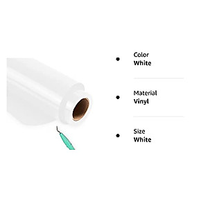 HTVRONT White Iron on Vinyl Roll - 12" x 25ft Heat Transfer Vinyl, Clothing Heavy Duty White HTV Vinyl, Easy Cutting & Weeding