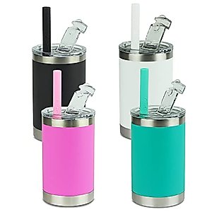 Housavvy 12 Oz Kids Tumblers with Lids and Straws Spill Proof,Vaccum Insulated Stainless Steel Kids Cups,Easy to Clean Toddler Smoothie Cups BPA Free Baby Sippy Cups for Toddlers