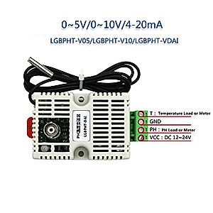 Jieotwice PH Temperature Transmitter Detection Sensor Module RS485/4-20mA/0-10V/0-5V Output with Electrode (0-10V)