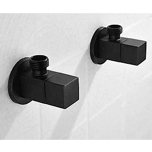 Square Angle Stop Valve Brass Black Finish G1/2"Shut Off Valve For Bathroom Toilet Bidet Shower