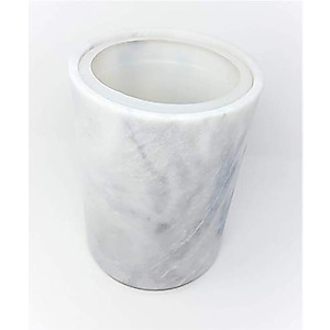 Roman Pallace Collection Powder White Honed Marble Wastebasket with Plastic Bin (10" H x 7.5" Dia)