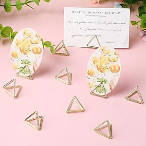 KALIONE 60 Pieces Triangle Place Card Holders Gold Table Number Holders Mini Table Picture Holders Name Place Card Photo Stand Holder Clips for Office Restaurant Wedding Anniversary Party