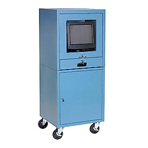 Global Industrial Mobile Security Computer Cabinet, Blue, 24-1/2"W x 22-1/2"D x 60-3/8"H
