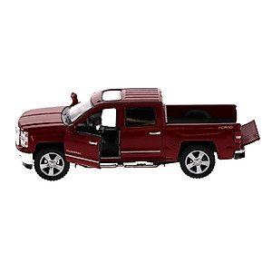 KiNSMART 2014 Chevrolet Silverado LTZ Crew Cab 4x4 1:46 Scale 5 Inch Diecast Metal Model Pick-up Truck Red