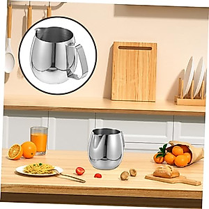 LALADEFIEE Pull Cup Milk Cup Milk Frother Cup Cream Measuring Cup Steaming Jug Steaming Milk Pitcher Frothing Cup Machine Cleaning Tea Coffee Steel Coffee Drinks Stainless Steel Silver