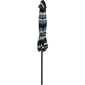 Sunnydaze 9-Foot Patio Umbrella with Push Button Tilt and Crank - Aluminum Pole with Polyester Canopy - Catalina Beach Stripe