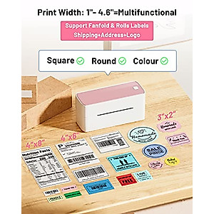 Phomemo Bluetooth Thermal Label Printer for Shipping Label - Wireless Shipping Label Printer for Phone & Pad & PC, Pink Label Printer Used for Amazon, Ebay,UPS, Shopify, TikTok, USPS, FedEx, DHL, Temu