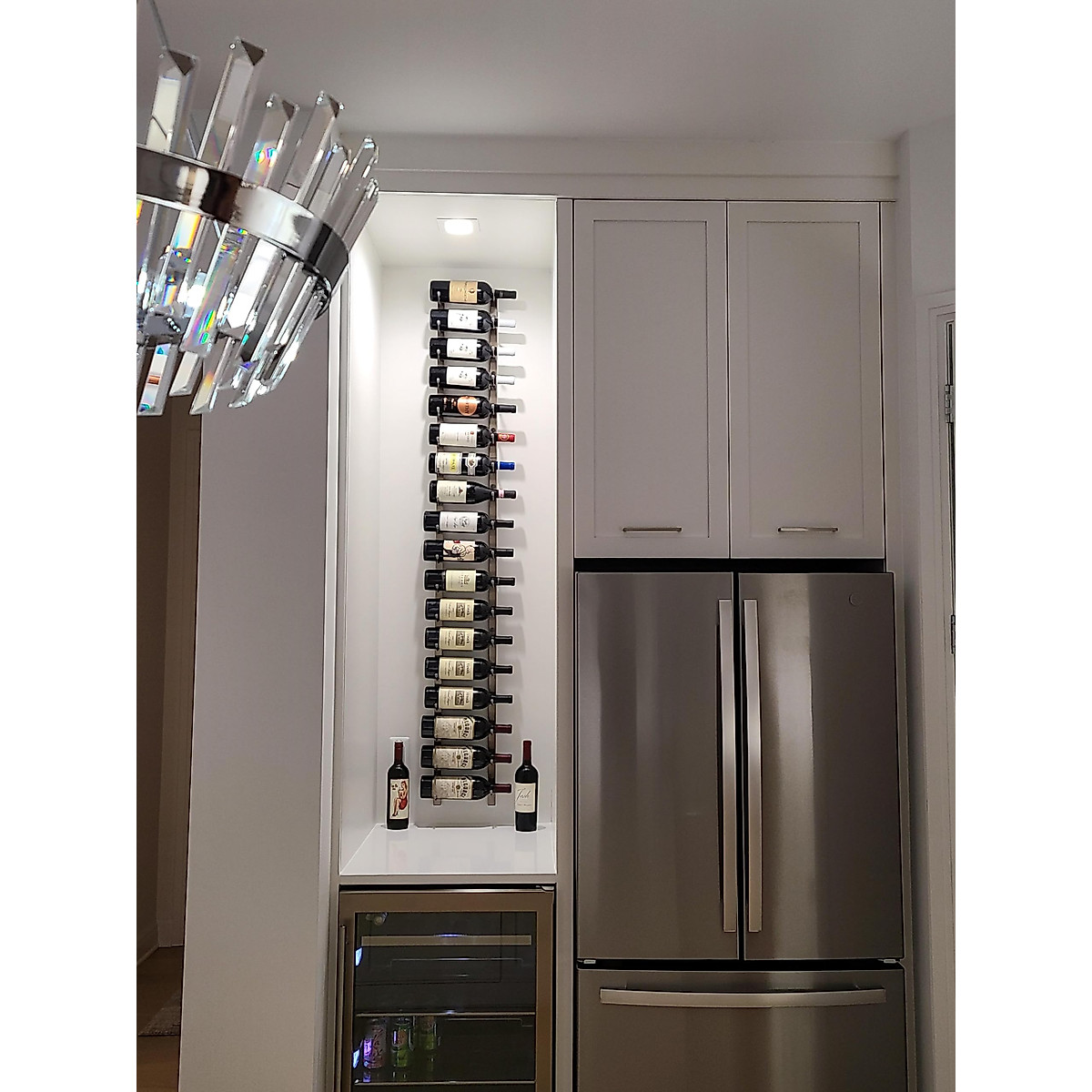 W Series Pro Wine Rack 6 - Single Depth, Metal Wall Mounted Wine Rack - Modern, Easy Access Wine Storage - Space Saving Wine Rack with Storage Capacity (18 Bottles, Brush Nickel)