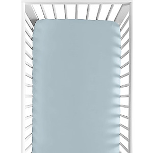 Sweet Jojo Designs Slate Blue Boy Fitted Crib Sheet Baby or Toddler Bed Nursery - for The Construction Truck Transportation Collection