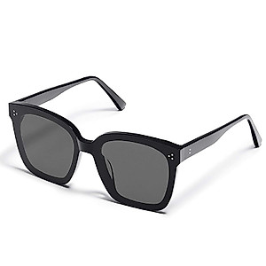 MUAMUA Women Fashion Polarized Sunglasses Oversized Square Men Sun Glasses UV400 Lightweight Black