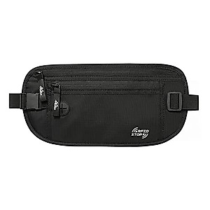 MoKo Secure Travel Money Belt, Undercover Hidden RFID Blocking Travel Wallet, Anti-Theft Passport Wallets for Men Women, Black