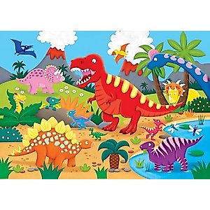Peter Pauper Press Dinosaurs Kids' Floor Puzzle (48 Pieces) (36 inches Wide x 24 inches high)