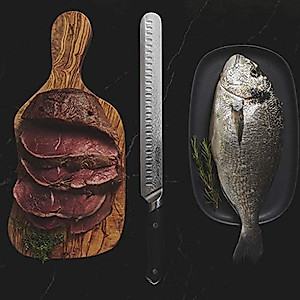 CUTLUXE Slicing Carving Knife – 12" Brisket Knife, Razor Sharp Meat and BBQ Knife – Damascus Japanese AUS10 Blade – Full Tang & Ergonomic Handle Design – Shinobi Series