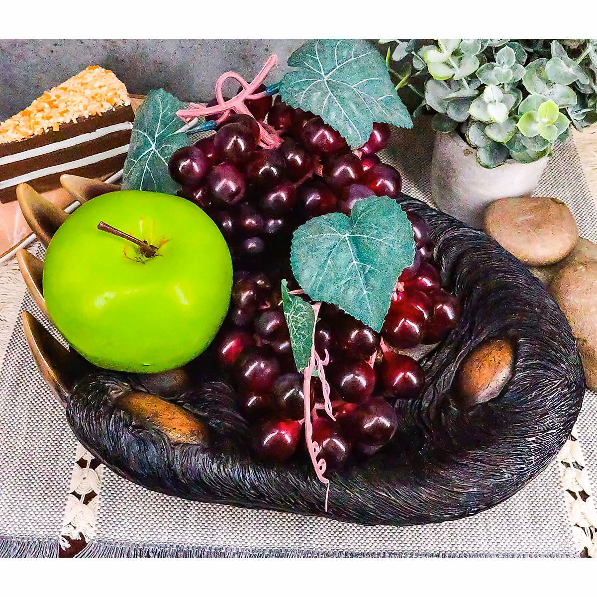Ebros Rustic Large Long Claws Bear Paw Fruit Platter Serving Bowl Plate 11.5"Wide For Fruits Treats Candies Cookies Tabletop Decor Of Grizzly Bears Black Bears Wildlife Animal Kitchen Dining Accessory