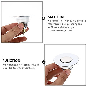 Hemobllo Wash Basin Drainer Filter Water Bathtub Strainer Wash Basin Press Plugs Bathroom Drain Bounce Drain Plug Drain Stoppers Kitchen Sink Drainer Plug Blush Abs Plating Body Washbasin