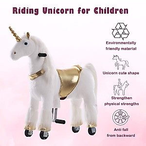 Gidygo Kids Ride on Walking Unicorn Rocking Horse Riding Toy for Children for 3-6 Years Old