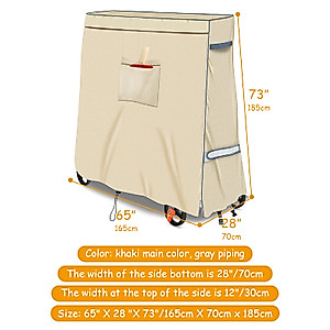 Table Tennis Table Cover,Waterproof Oxford Cloth General Edition 65x 28x 73 Inches, With Pocket And Zipper, Khaki