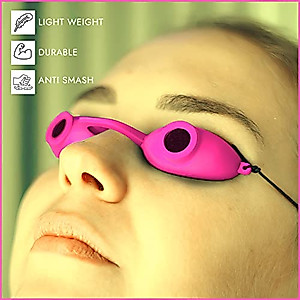 Super Sunnies Flex Flexible UV Eye Protection, FDA Compliant Individual Tanning Bed Goggles Eyeshields, Glasses, With a Clear Case/Box (Pink)