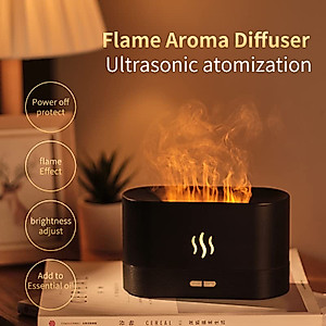 Colorful Flame Air Aroma Diffuser Humidifier, Upgraded 7 Flame Colors Noiseless Essential Oil Diffuser for Home,Office,Yoga with Auto-Off Protection 180ml (8Hours Black)