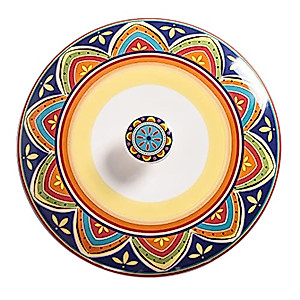 Bico Tunisian Ceramic 8.8 inch Tortilla Warmer, Tortilla Server with Lid, Taco Holder for Mexican Fiesta Party, Taco Tuesday, Cinco De Mayo, Microwave and Dishwasher Safe