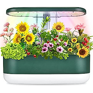 Hydroponics Growing System, 10 Pods Indoor Gardening System with 24W Full Spectrum Grow Light, Automatic Timer Pump,Height Adjustable(7''-15''),4.2L Water Tank Indoor Growing System for Patio Kitchen