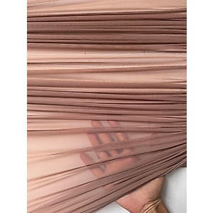 Power Mesh Fabric – 60 inch Width, Lightweight 4-Way Stretch Blend of Synthetic Fibers and Spandex, Perfect for Bra, Control-Topped Pantyhose, and Swimwear Linings (Mocha)