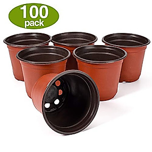Delxo 100 Pcs 4 Inch Plants Nursery Pots Reusable Plant Seeding Nursery Pot Waterproof Plastic Pots Seed Starting Pots