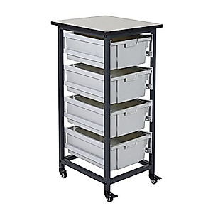 LUXOR MBS-SR-4L Mobile Bin System - Single Row Gray 20 L x 17 125 W x 37 5 H