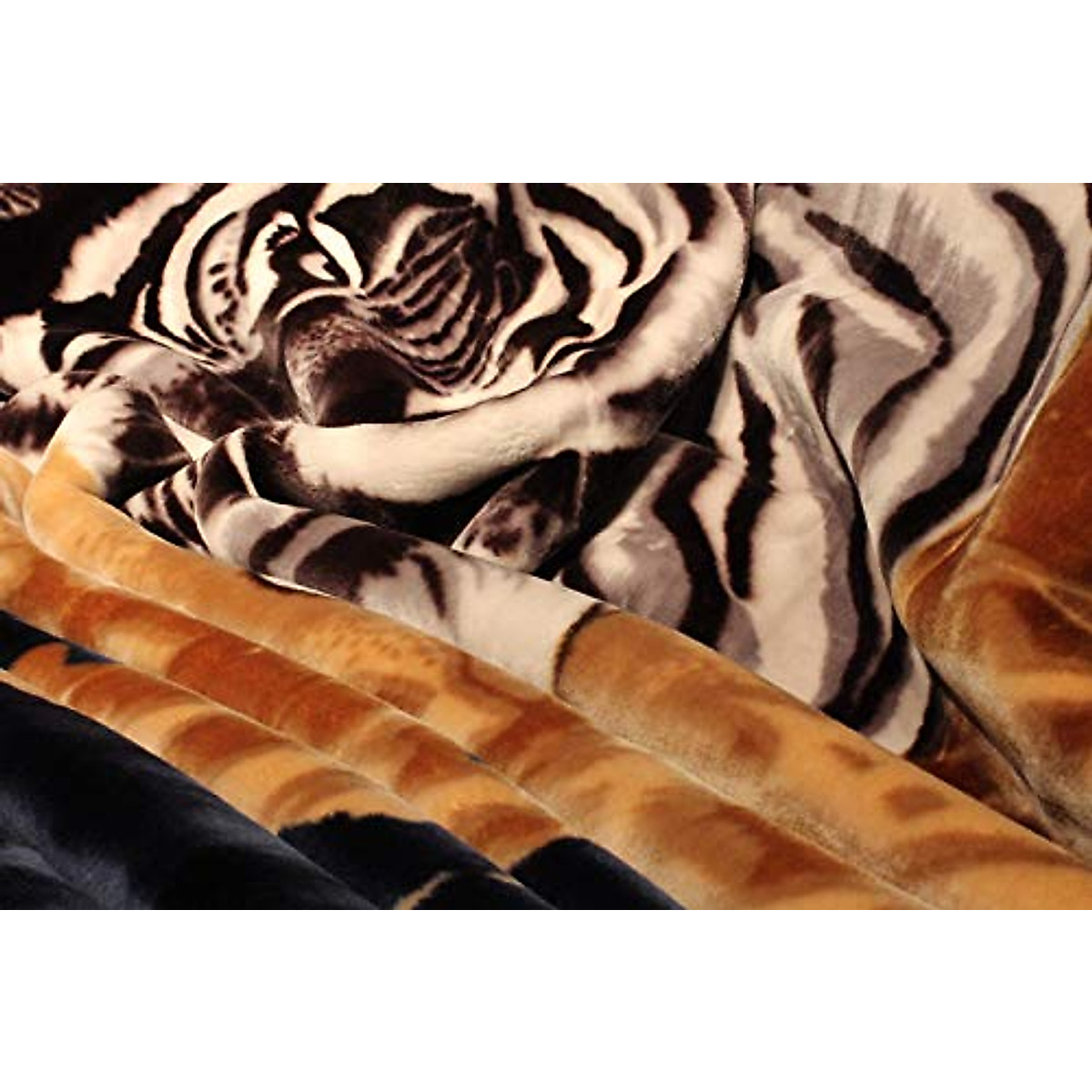 White Tiger Blanket I Korean style Mink Ultra Silky Soft Reversible Bed comforter bedspread bedding Cobias I Heavy thick weight I Perfect for Winter and Warm for all season throw(Queen, 71 Tiger Blue)