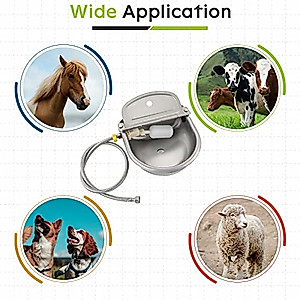 AMGSH Automatic Animal Drinking Water Bowl with Float Valve | Stainless Steel Livestock Waterer with 39 inch Water Hose for Cattle Horse Goat Sheep Pet Dog Waterer Dispenser (Without Drain Hole)
