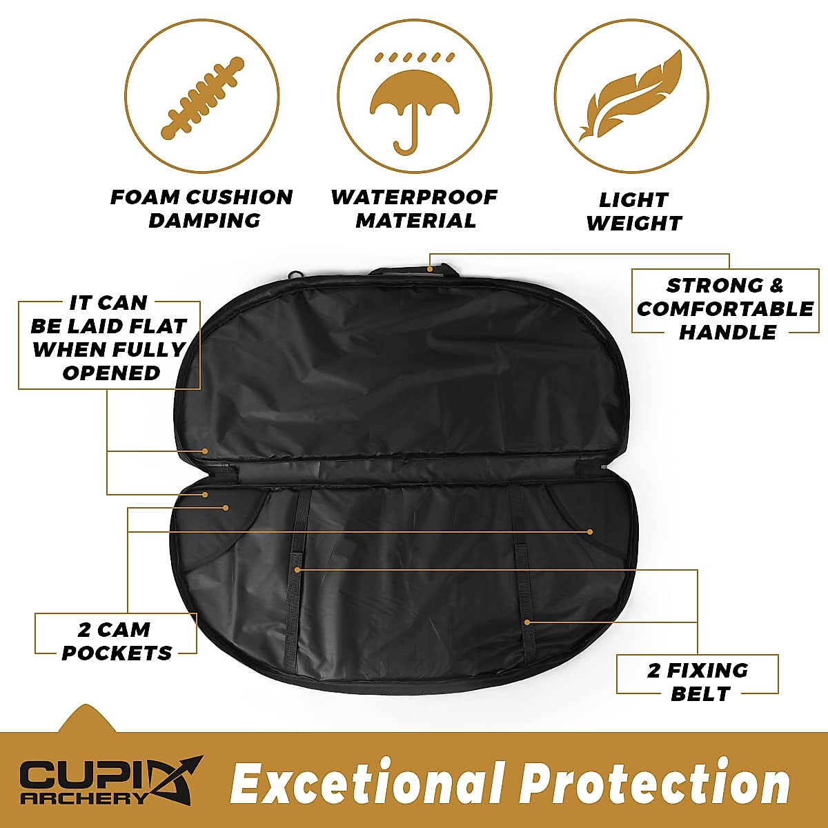 LWANO Compound Bow Case Light-Weight Soft Bow Bag with Arrow Pocket and Backpack Straps