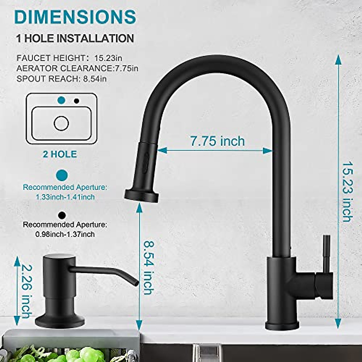 Kitchen Faucet Set,Kitchen Sink Faucets with Pull Down Sprayer and Soap Dispenser,High Arc Tall Modern Single Handle Stainless Steel with 2 Modes,Grifos De Cocina,Matte Black