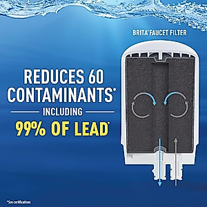 Brita Complete Faucet Mount Water Filtration System, BPA-Free Faucet Water Purifier for Sink, Filter Replaces 2,250 Plastic Water Bottles a Year, Lasts Four Months, Includes 1 System/1 Filter, White