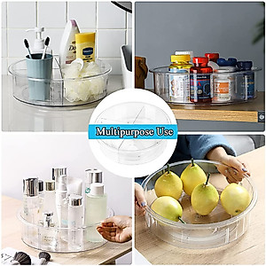 Greenco Lazy Susan Turntable, 12" Round Plastic Clear Storage Organizer with Dividers for Kitchen, Spice Rack, Cabinet, Pantry, Fridge, Freezer, Countertop