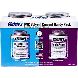 Christy's Handy Pack: Clear Regular Body PVC Cement and Purple Primer, 1/2 Pint (8 fl oz),RH-RCLV-HDYPK-HP-20