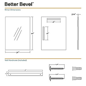 Better Bevel 30" x 40" Frameless Rectangle Bathroom Wall Mirror | Polished Edge