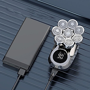 EKHOU Head Shavers for Bald Men, 6 in 1 Electric Razor Men Grooming Kit Wet Dry Electric Shaver LCD Display Beard Hair Trimmer Rechargeable Bald Head Shaving Machine