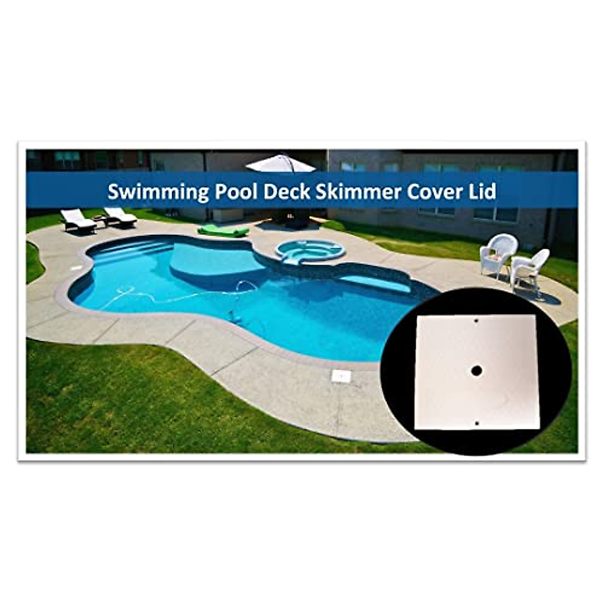 JSP Manufacturing 10 Inch Square Skimmer Deck Cover 10"x10" Lid Replacement for Hayward SPX1082E SP1082 (1, White)