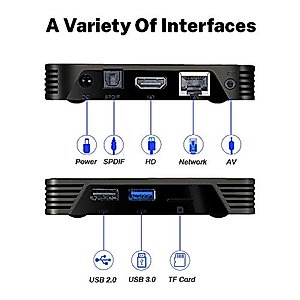 Android TV Box 11.0, Smart TV Box RK3318 2GB 16GB Support 2.4G 5.8G WiFi Bluetooth 4.1 with Mini Backlit Keyboard Ethernet LAN 3D 4K Video Android Box Set Top TV Box