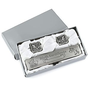 Mogoko Silver Birth Certificate Holder Set with First Tooth and Curl Keepsake Box for Children Kids