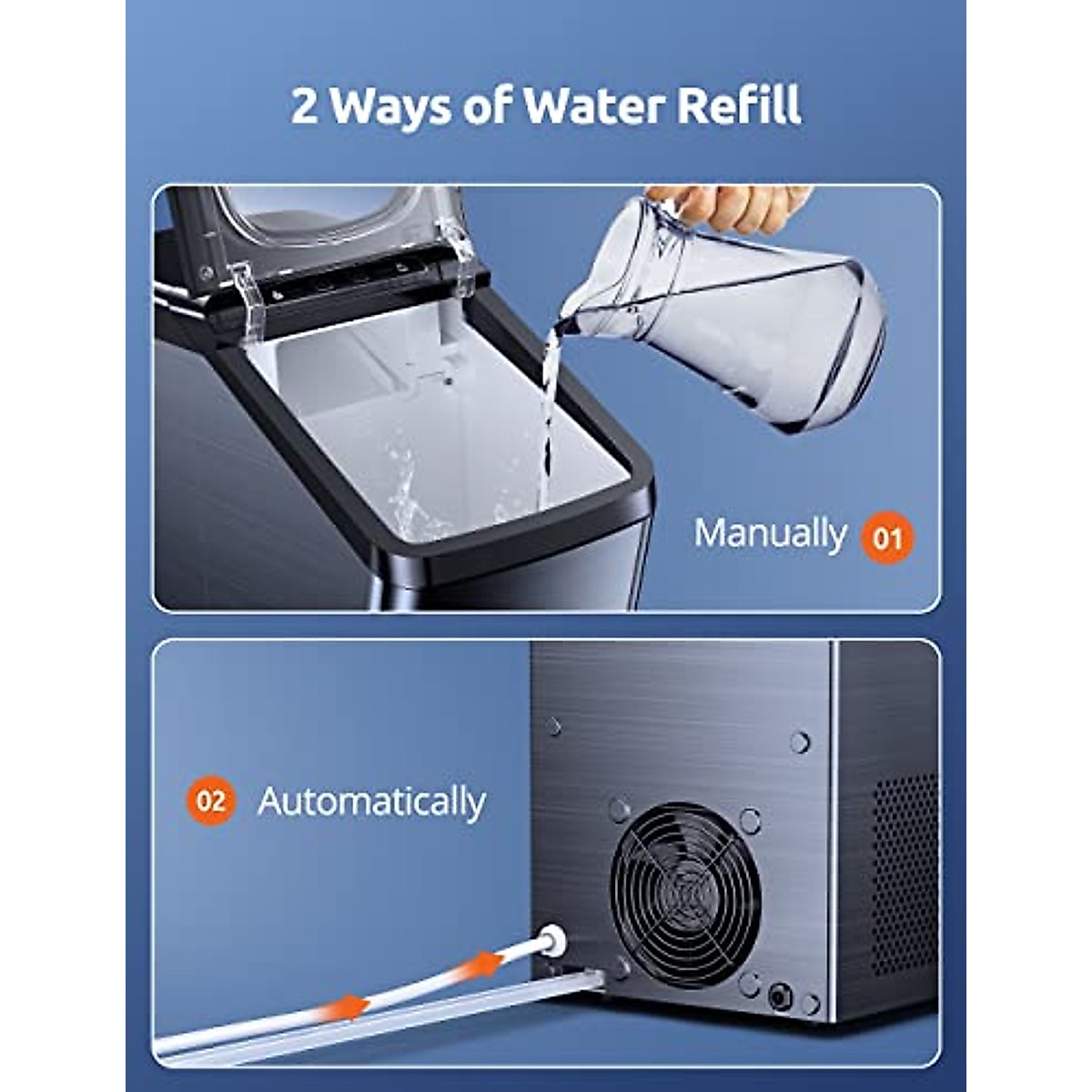 Nugget Ice Maker, YISUFO Ice Maker Countertop Pebble Ice Maker, 30lbs/Day, Self-Cleaning, 2 Ways Water Refill, Stainless Sonic Ice Maker Machine with 3Qt Water Reservoir, for Home Office Party Bar
