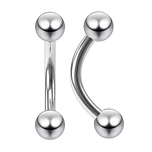 Bling Piercing 16g Curved Barbell Internally Threaded Vertical Labret Balls Gauge Internal Thread Jewelry 8mm 5/16