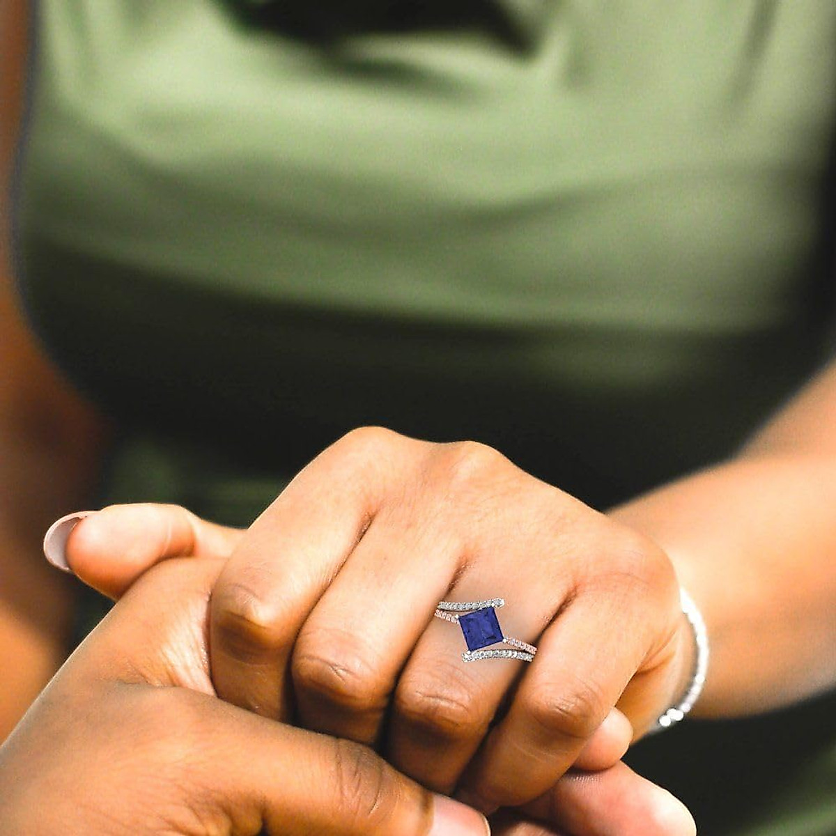 Clara Pucci 2.45 ct Princess Cut Criss Cross Solitaire VVS1 Blue Tanzanite Designer Bridal Engagement Ring 14k Multi Gold 8