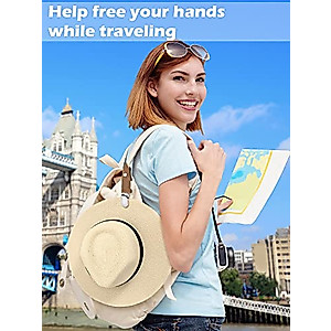 BBTO 6 Pcs Hat Clip for Summer Travel on Bag Luggage PU Leather Hat for Travel Hat Womens Sun Hat, Beach Hat Clip (Cute)