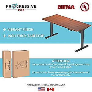 Progressive Desk Adjustable Standing Desk 60 x 30 inch. Height Stand up Raised Desk. Intelligent Standing Electronic desks for Home Office - 60 inch