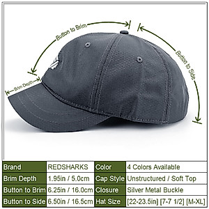REDSHARKS mens Structured Short Bill Quick Dry Brim Trucker Baseball Dad Cap, Grey, X-Large