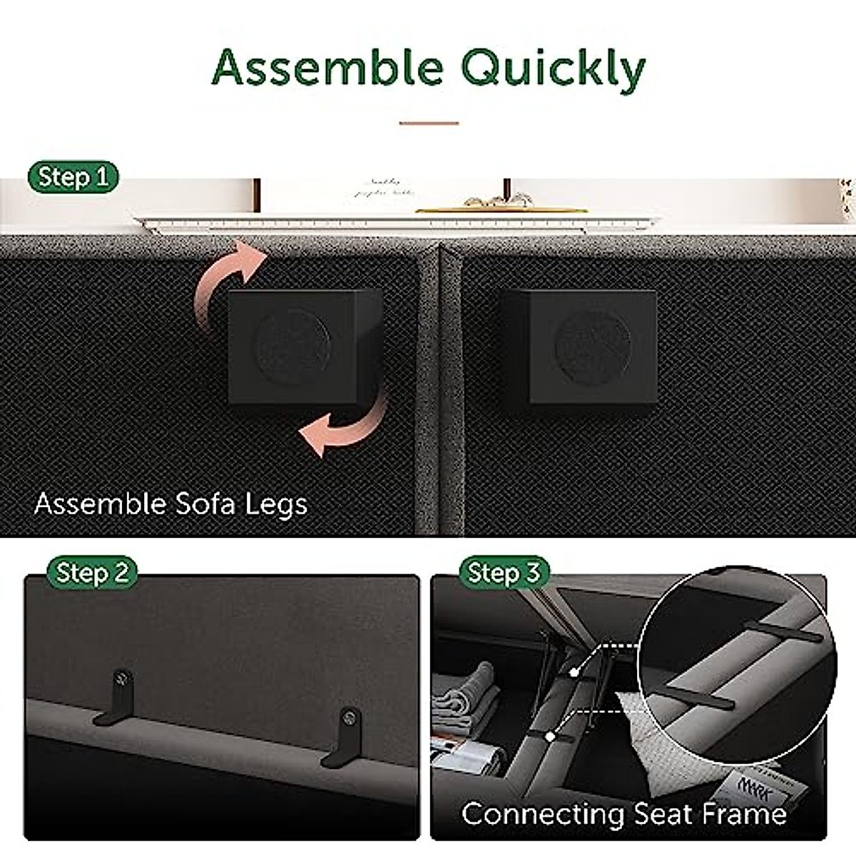 HONBAY Modular Sectional Sofa Velvet U Shaped Couch with Ottomans Convertible Sectional Couch 7 Seater Sofa with Storage Seat, Grey