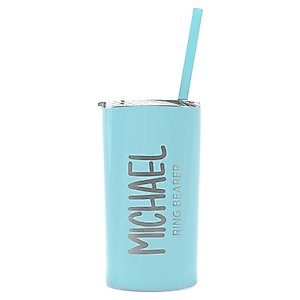 The Crafty Engineer Personalized Flower Girl and Ring Bearer Tumbler with Straw (Seafoam)